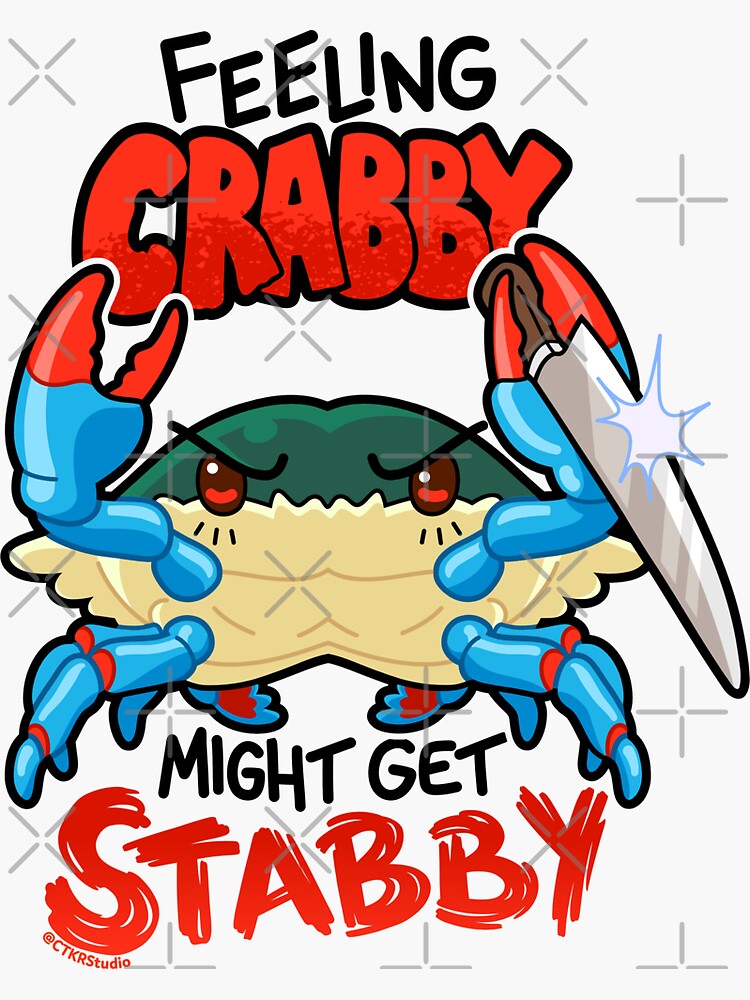 "Stabby Crabby ~ Crab with a Knife" Sticker for Sale by ctkrstudio ...