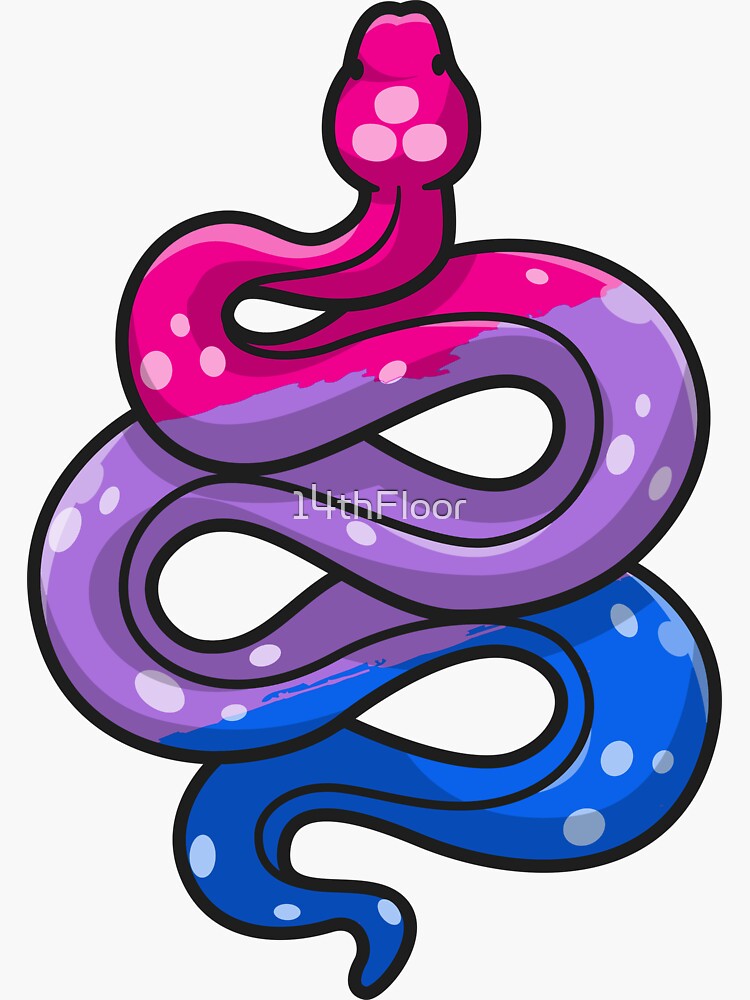 "Bisexual Pride Snake Bi Pride Flag Colors LGBT Reptile Lover" Sticker ...