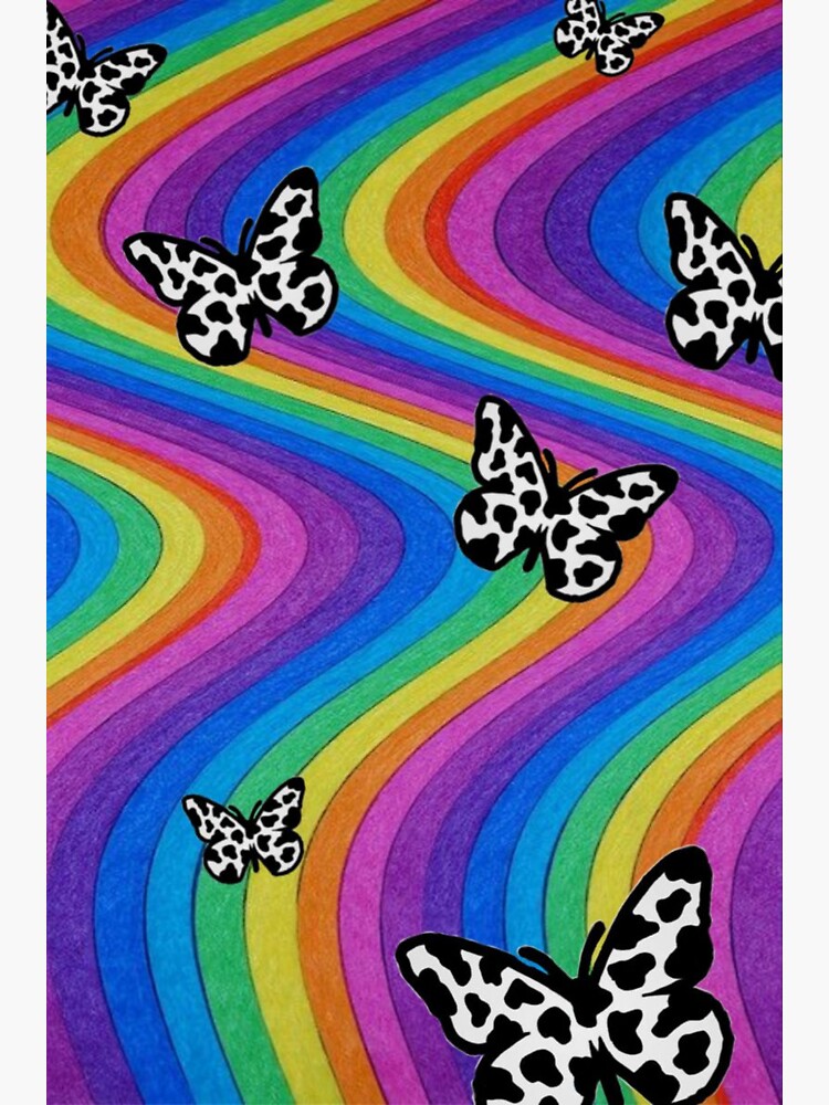 "rainbow cow print butterfly" Sticker for Sale by jordaneubanks | Redbubble