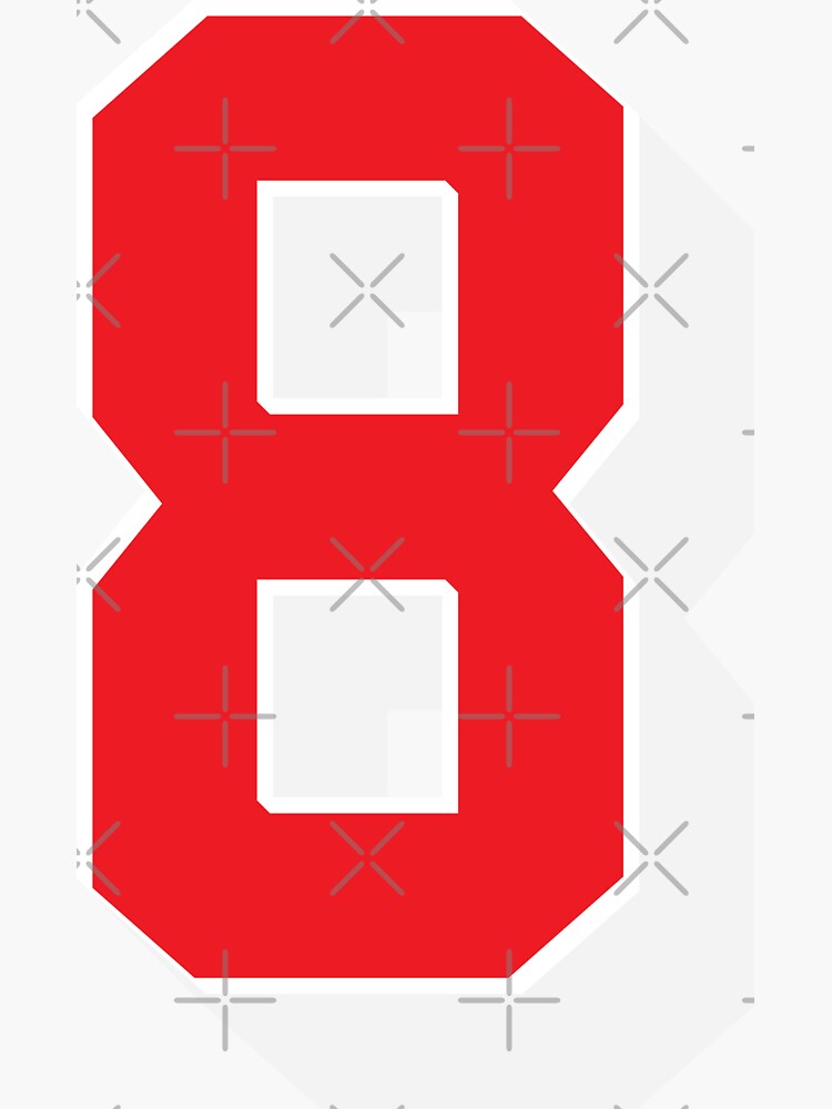 "Jersey Number 8 red" Sticker by jiromie | Redbubble
