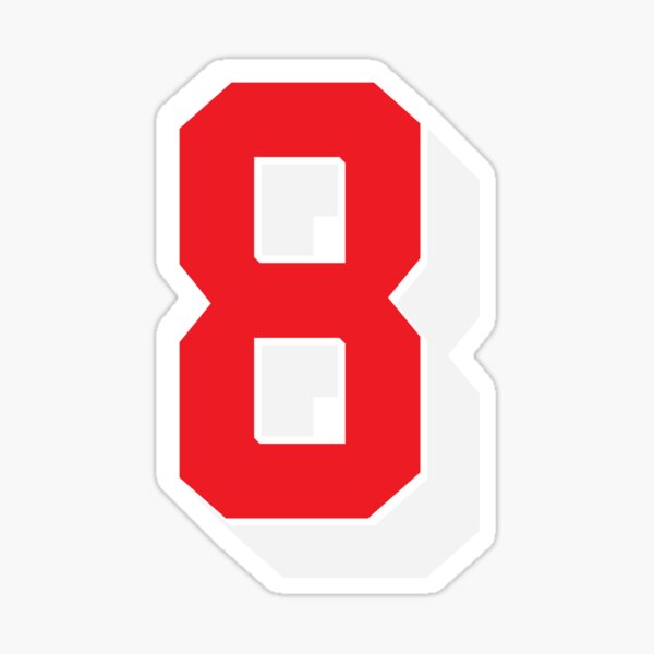 "Jersey Number 8 red" Sticker by jiromie | Redbubble