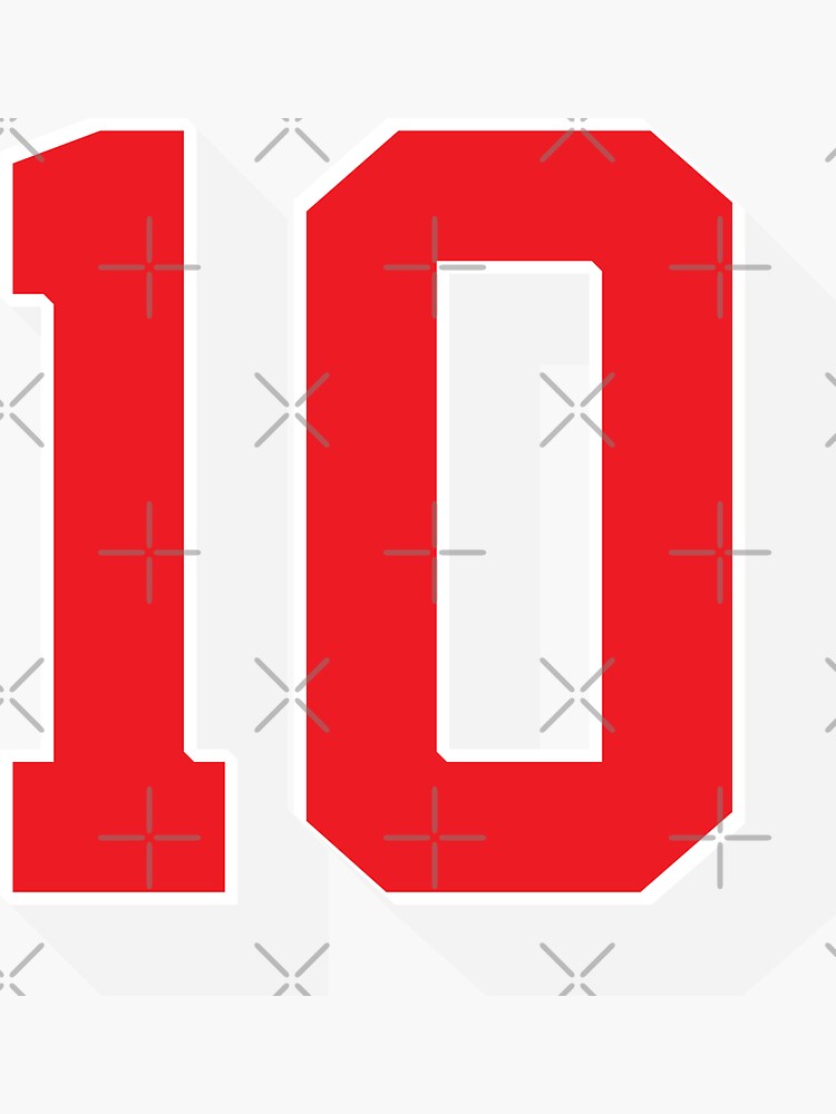 "Jersey Number 10 red" Sticker by jiromie | Redbubble