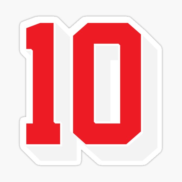"Jersey Number 10 red" Sticker by jiromie | Redbubble