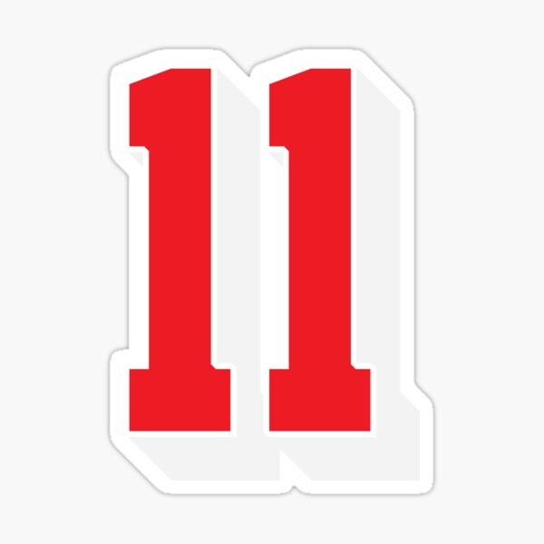 "Jersey Number 11 red" Sticker by jiromie | Redbubble