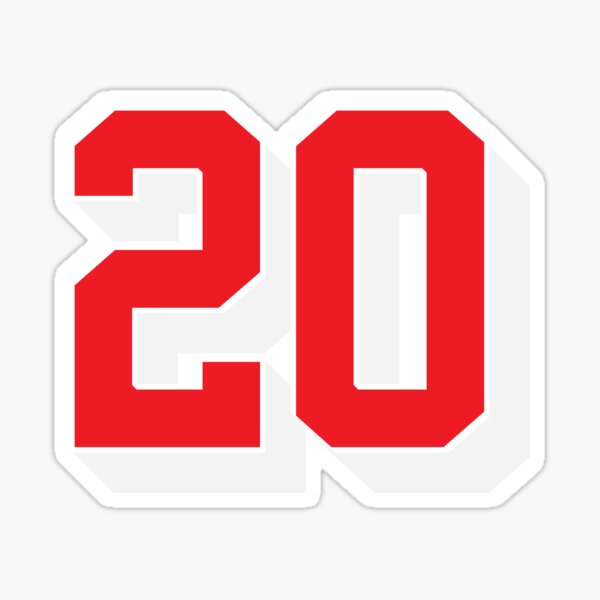 "Jersey Number 20 red" Sticker by jiromie | Redbubble