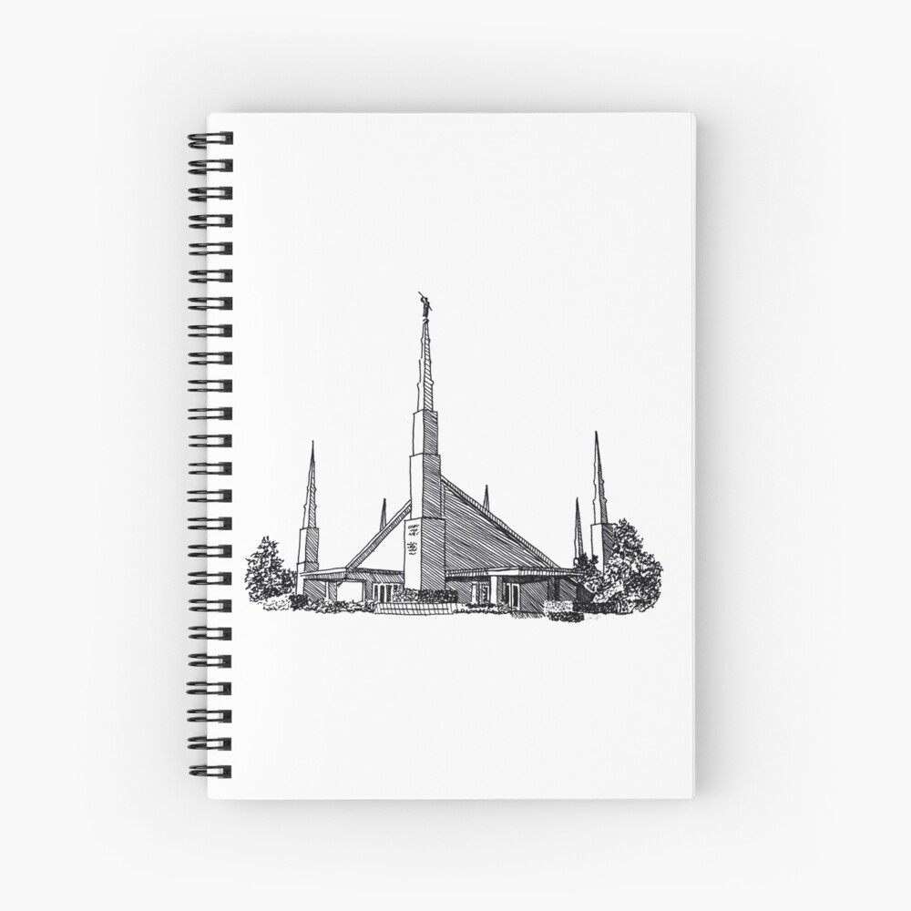 "Dallas Texas LDS Temple Ink Drawing" Spiral Notebook by dscarts ...