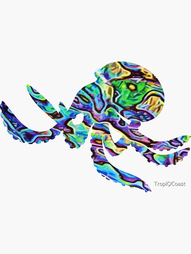 "Octopus Silhouette with Abalone Shell Paua Shell" Sticker for Sale by ...