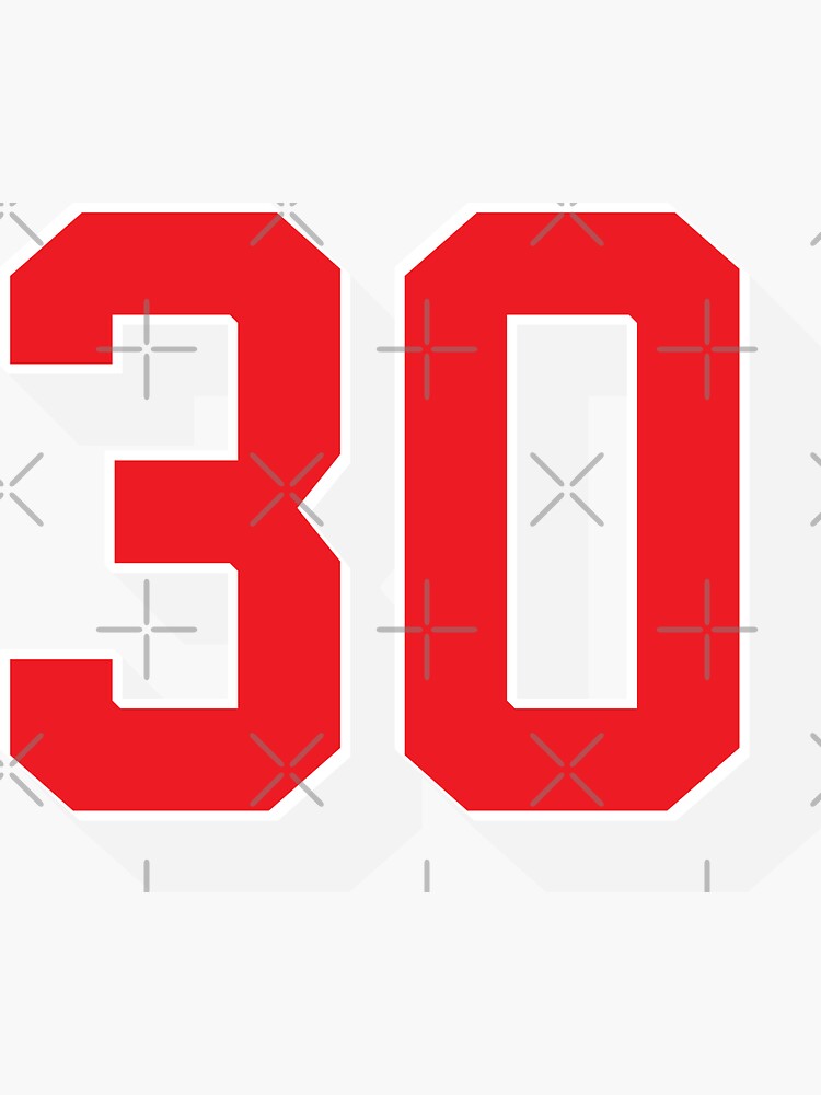 "Jersey Number 30 red" Sticker by jiromie | Redbubble