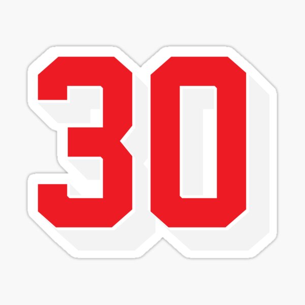 "Jersey Number 30 red" Sticker by jiromie | Redbubble