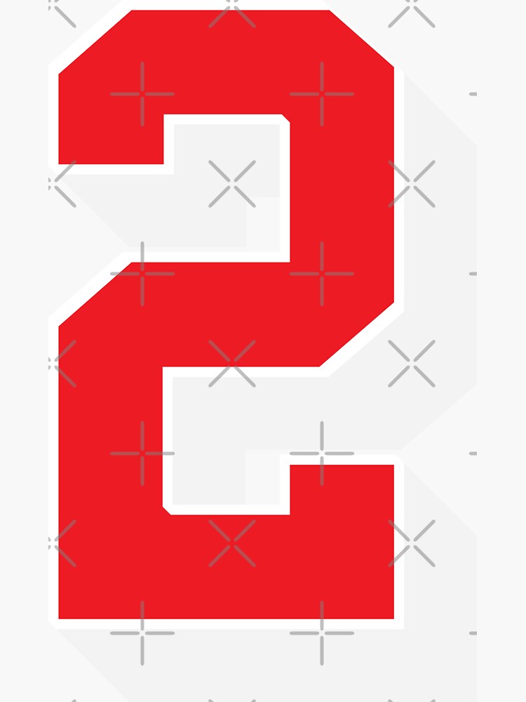 "Jersey Number 2 red" Sticker by jiromie | Redbubble