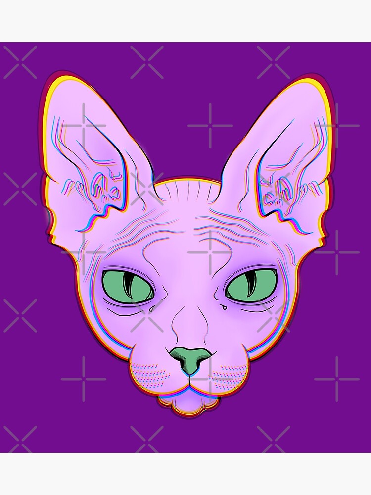 "Psychedelic purple sphynx cat" Poster for Sale by ArtbyTess | Redbubble