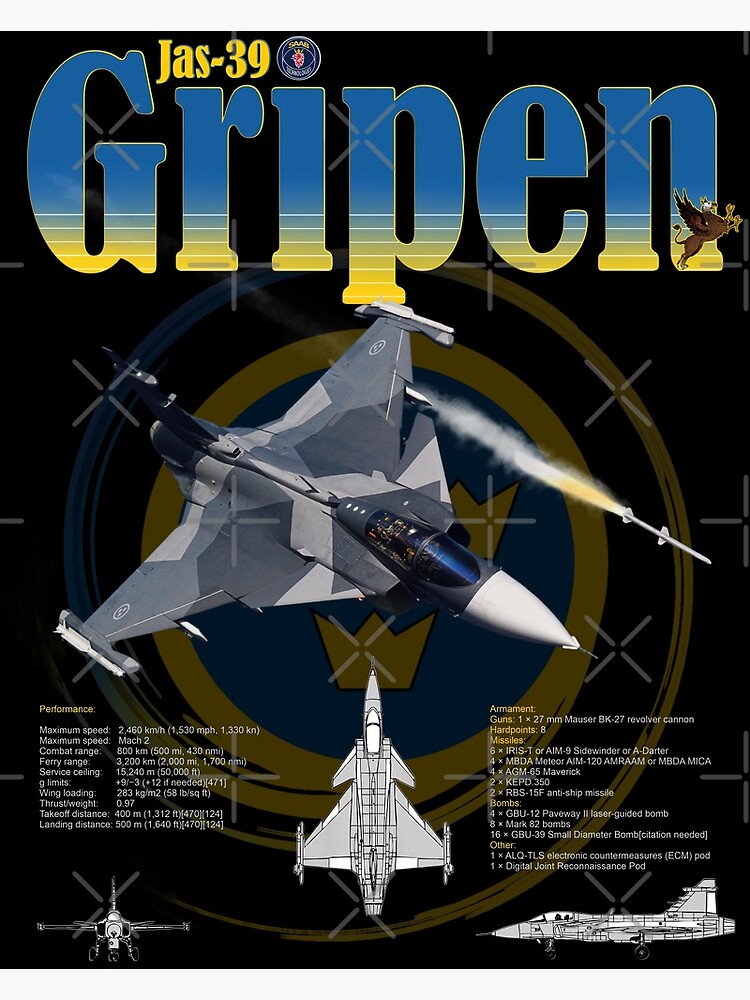 "Saab JAS-39 Gripen - t-shirt and Merch" Poster for Sale by ronin074 ...