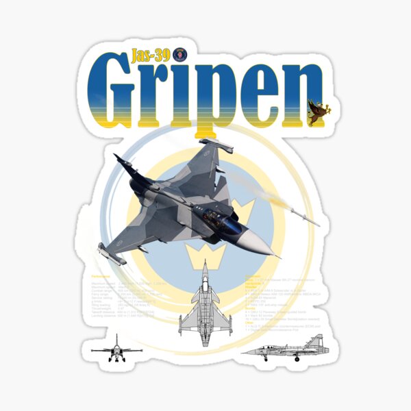 "Saab JAS-39 Gripen - t-shirt and Merch" Sticker by ronin074 | Redbubble