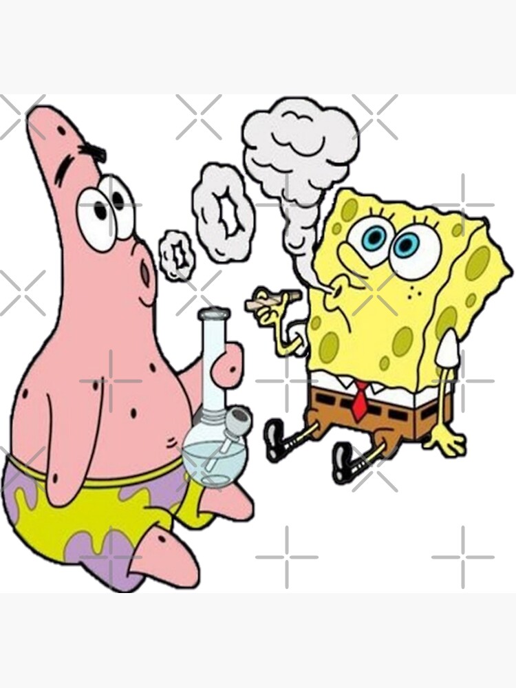 Spongebob And Patrick Smoking Weed Cannabis Cartoon Art Art Print For