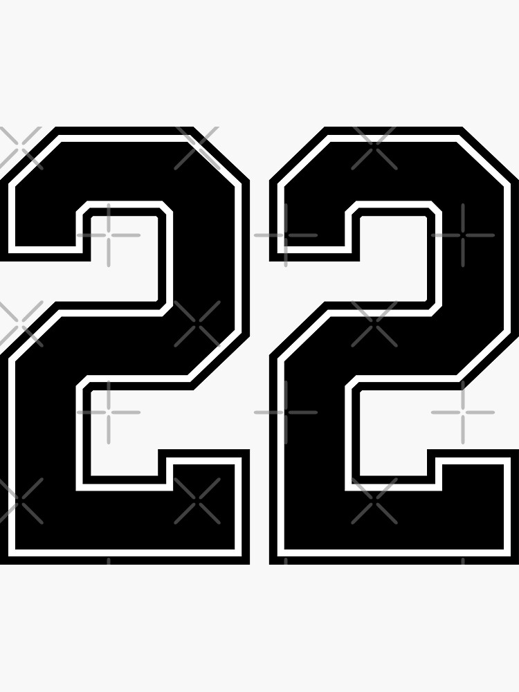 "Black Number 22 lucky sports jersey twenty two" Sticker for Sale by ...