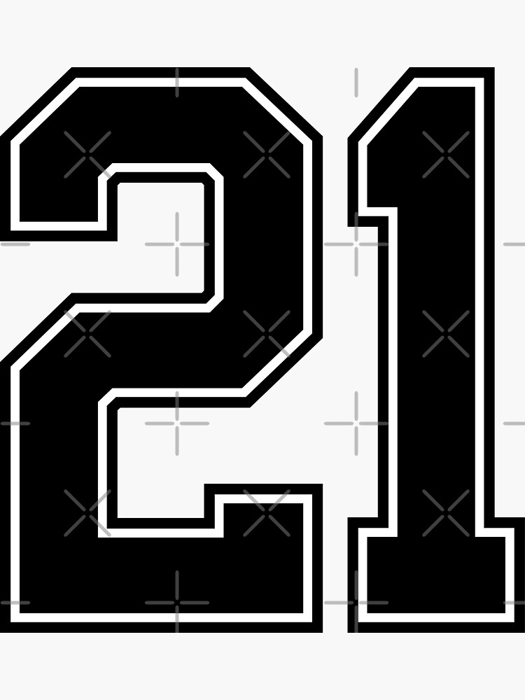 "Black Number 21 lucky sports jersey twenty one" Sticker by HeavyStyle ...
