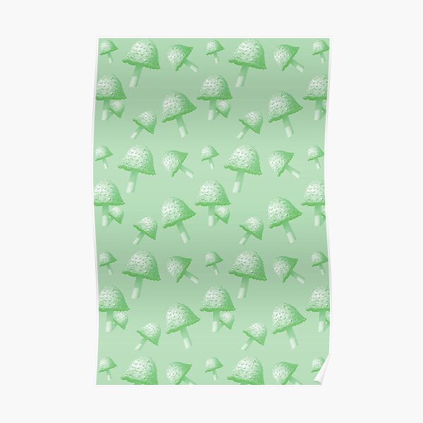 "Green Mushroom Seamless Pattern on Light Green" Poster for Sale by ...