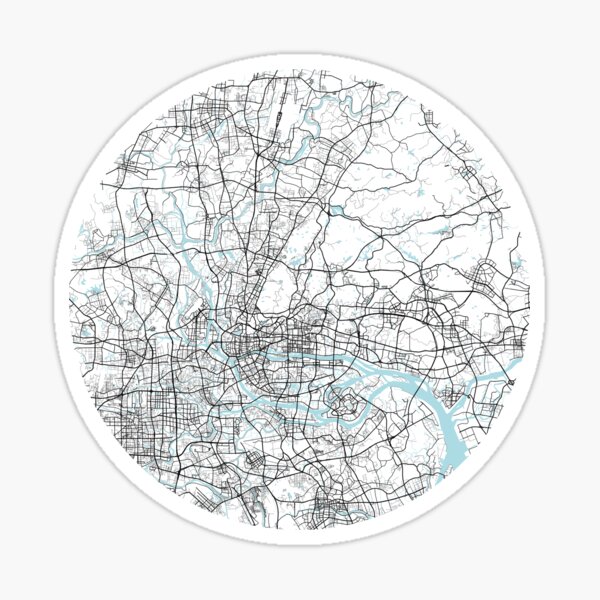 "Guangzhou City Map of China - Circle" Sticker for Sale by deMAP ...