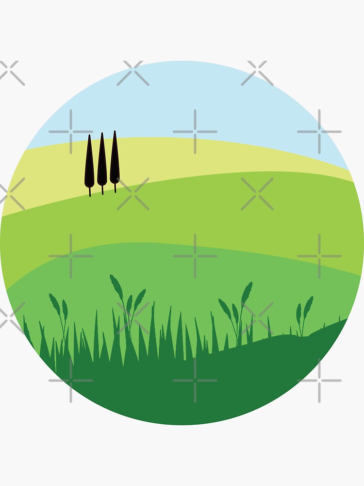 "Cute simple landscape: Italian hillside" Sticker by Ricogfx | Redbubble