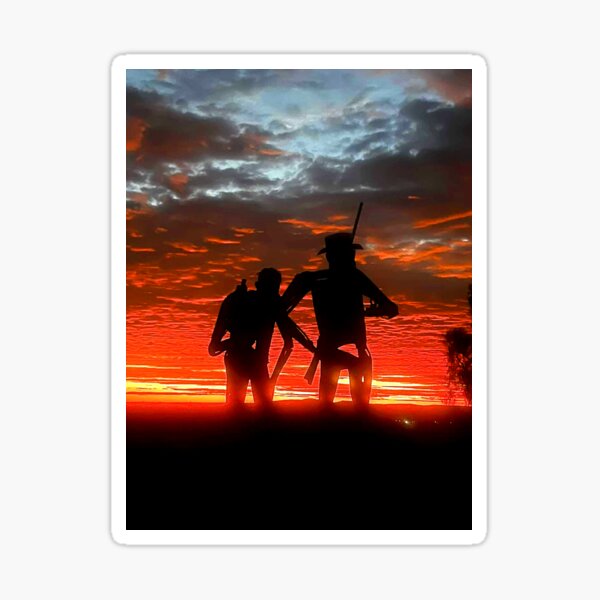 "Beautiful Outback Sunset with a depiction of an Explorer and his ...