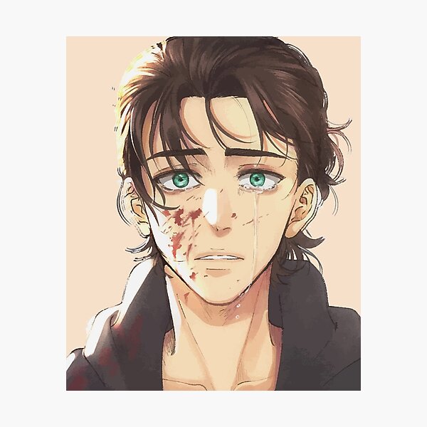 "Sad Eren Yeager Crying Attack On Titan Anime" Photographic Print by ...