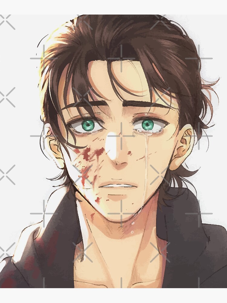 "Eren Yeager Crying Attack On Titan Anime" Sticker by Real1One | Redbubble