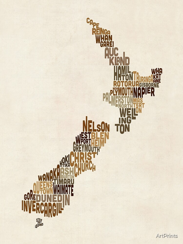 New Zealand Typography Text Map Premium Matte Vertical Poster sold by ...