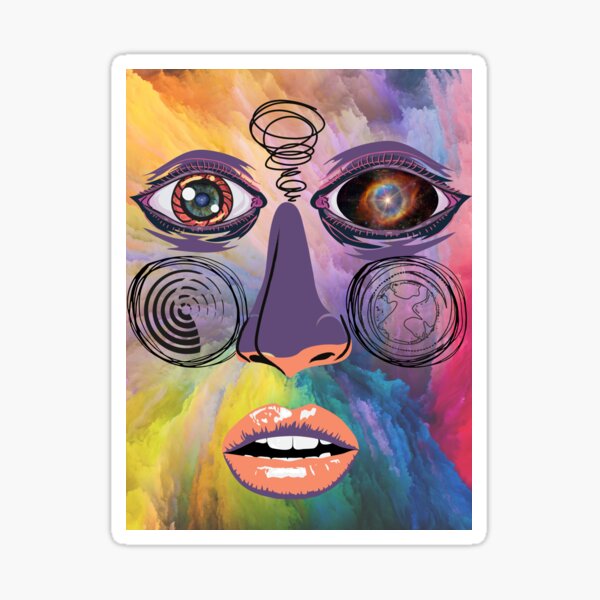 "Abstract Collage Face Painting" Sticker by YesArtStudios | Redbubble