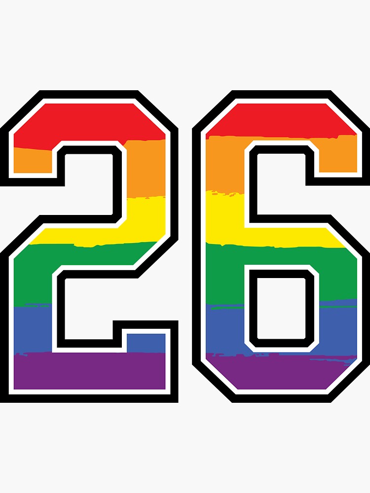 "Number 26 Rainbow LGBT pride twenty six" Sticker by LoveIsColorful ...