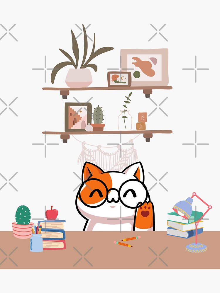 "My cat loves to study - Smart Cat Studying" Sticker for Sale by smtrbd ...