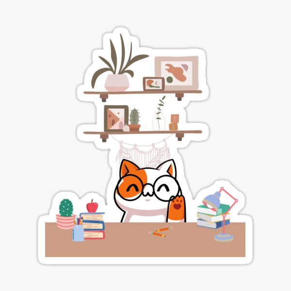 "My cat loves to study - Smart Cat Studying" Sticker for Sale by smtrbd ...