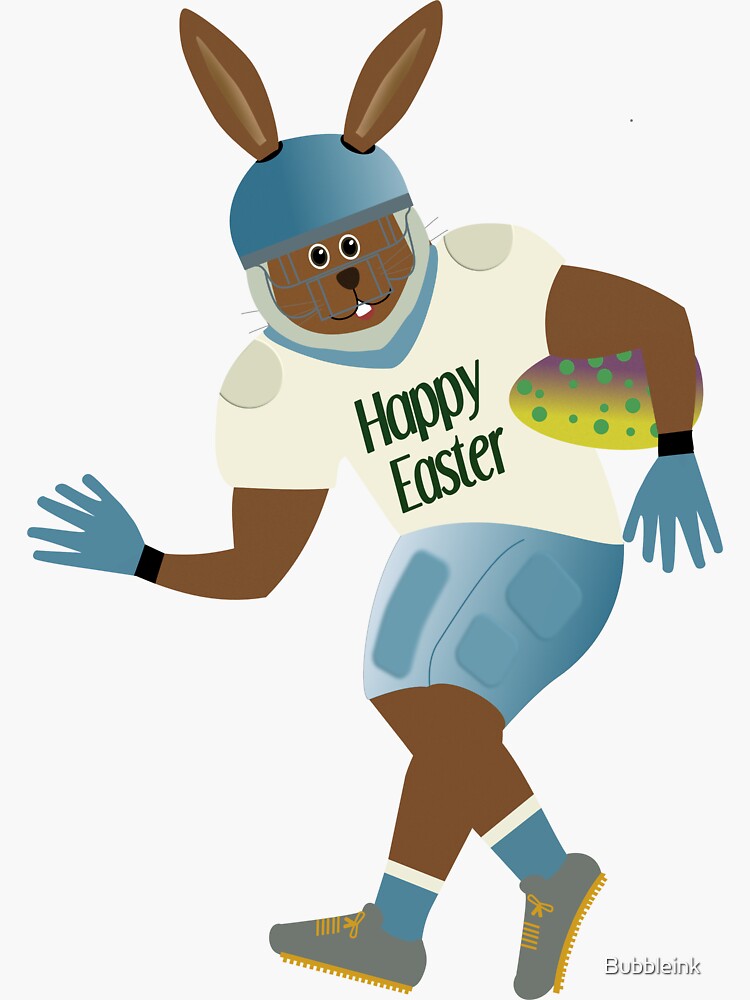 "Easter bunny as American football player" Sticker by Bubbleink | Redbubble