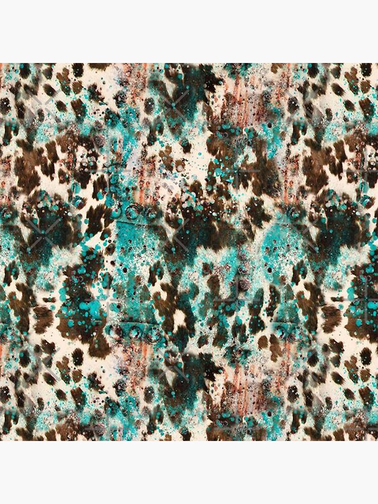 Western Boho Cowhide Turquoise Pattern Canvas Print For Sale By Hbartss Redbubble