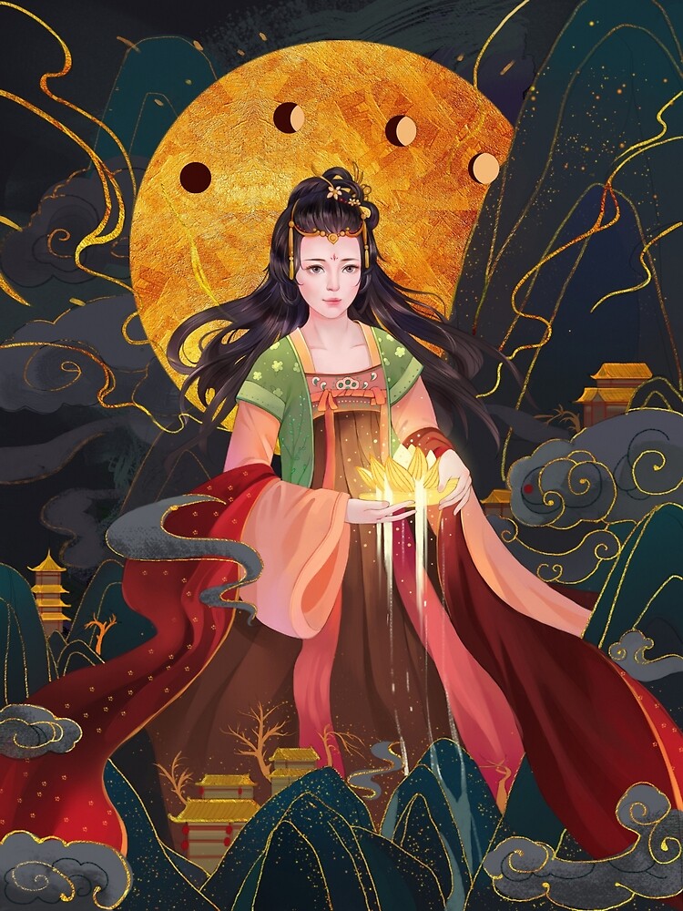 "Beautiful Chinese Moon Goddess at Mountain Temple" Poster for Sale by ...
