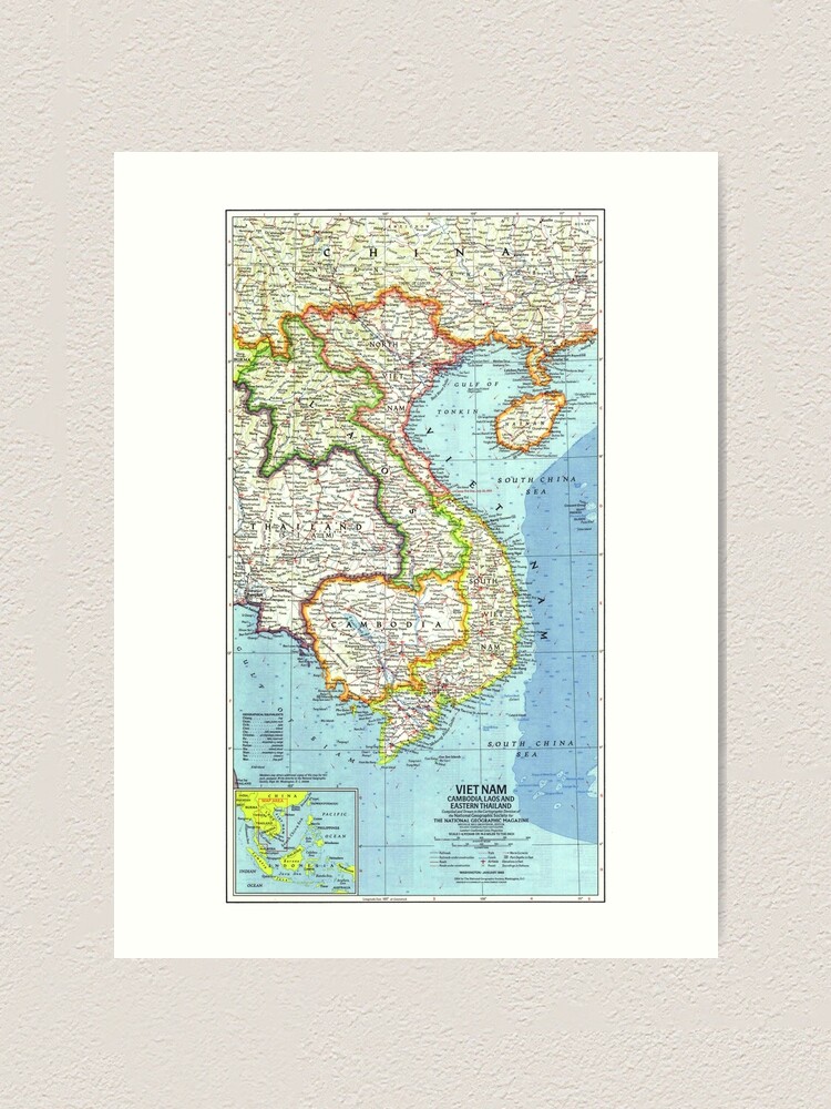 ""Vietnam: 1965/today - Detailed map ..." Art Print for Sale by ...