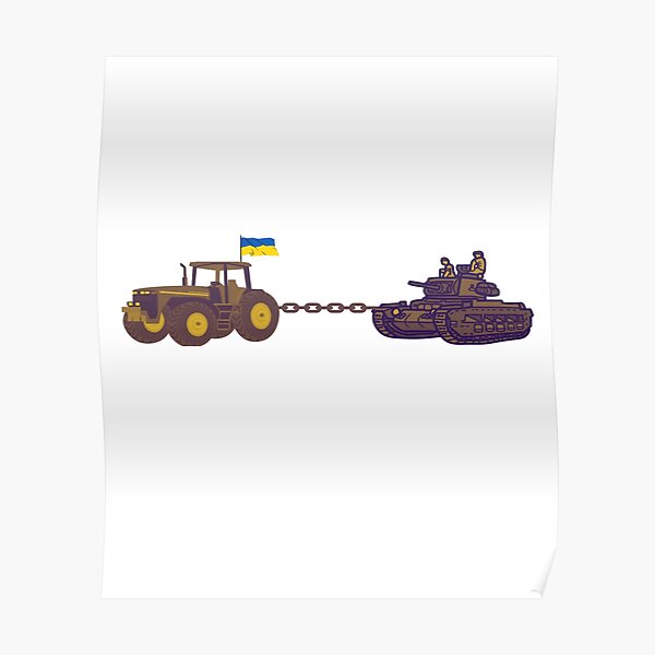 "Ukrainian Tractor Pulling Tank With Ukrainian Flag Essential T-Shirt ...