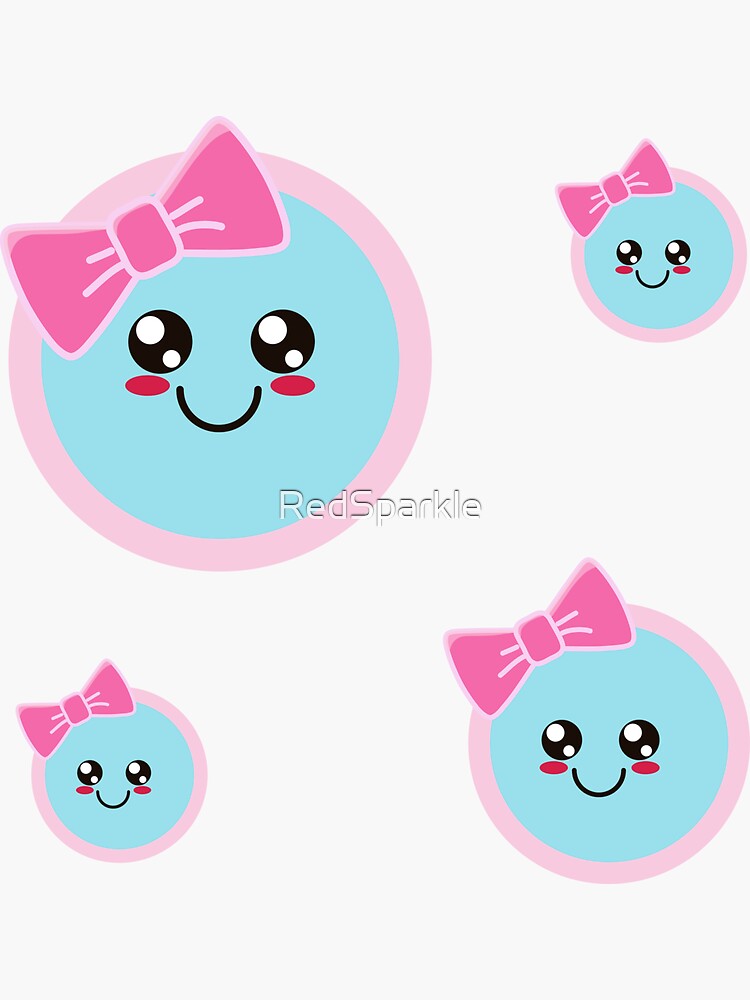 "Cute Smiley Face With Bow" Sticker by RedSparkle | Redbubble