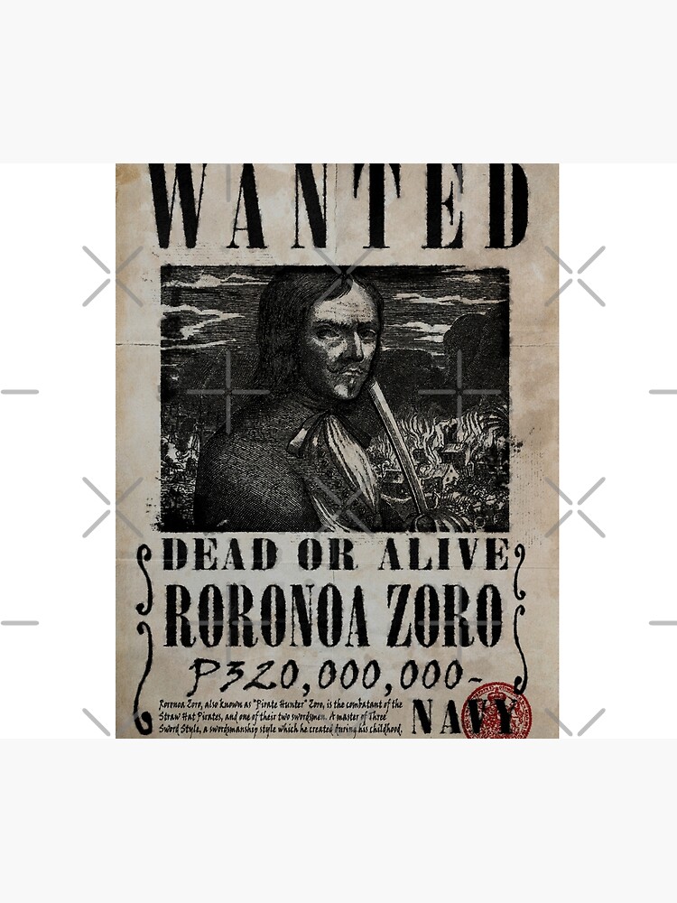 "Roronoa Zoro Wanted Poster - One Piece Zoro Real Life Wanted Poster ...