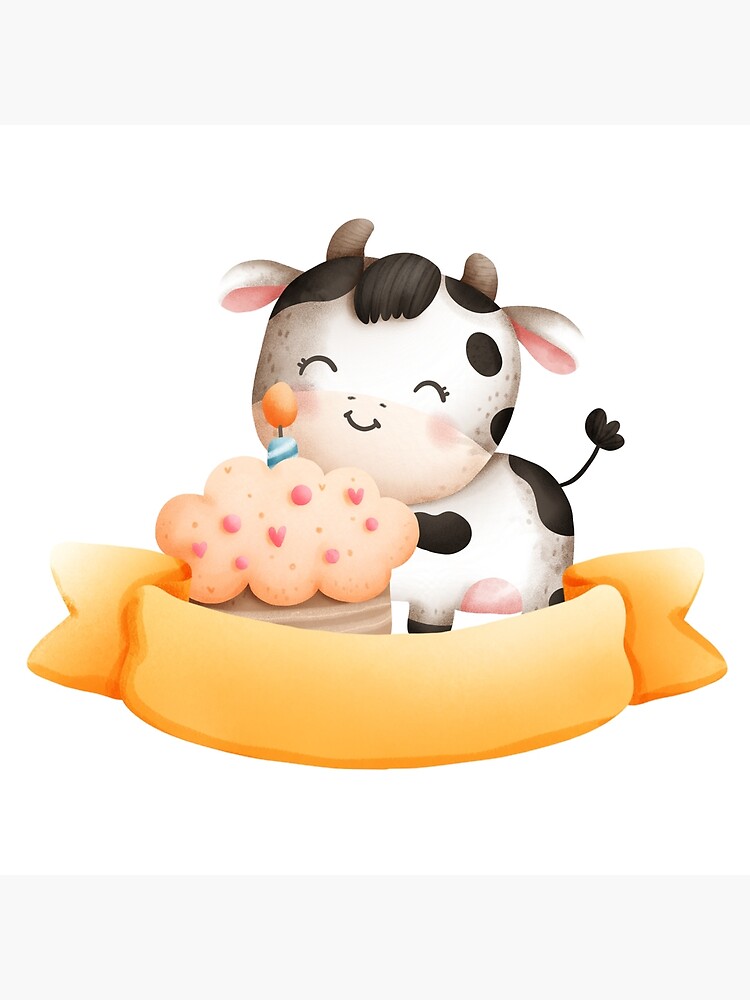 "Baby cow birthday farm clipart" Poster for Sale by polyever | Redbubble
