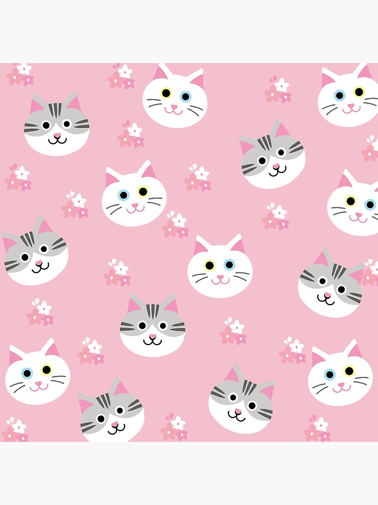 "Cute pink cat pattern" Poster for Sale by Thepurplepig | Redbubble