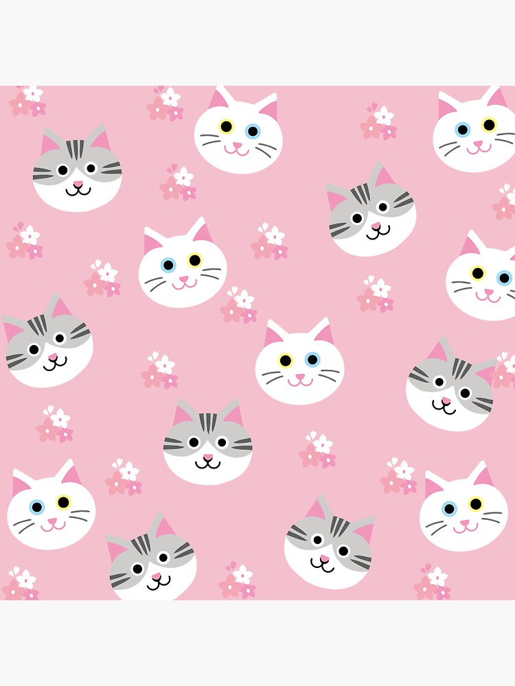 "Cute pink cat pattern" Sticker by Thepurplepig | Redbubble