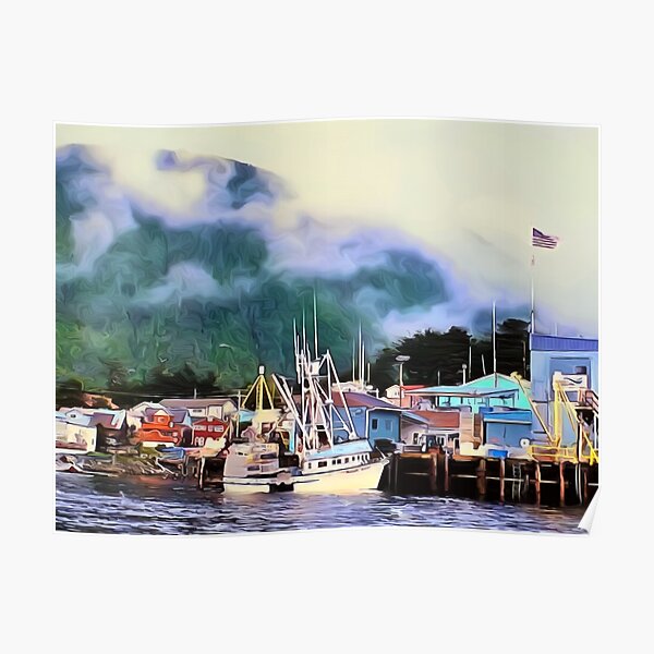 "Cloudy Coastal Shipyard" Poster for Sale by OceanArtbyMara | Redbubble