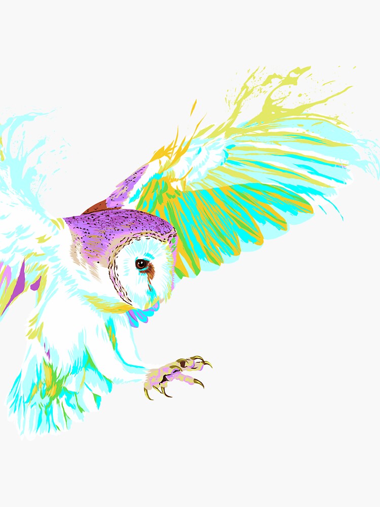 "Flying Splash Bird Owl" Sticker by alwe-designs | Redbubble