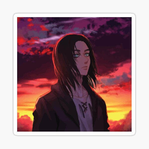 "Eren Jaeger As The Sun Sets Attack On Titan Anime" Sticker by Real1One ...