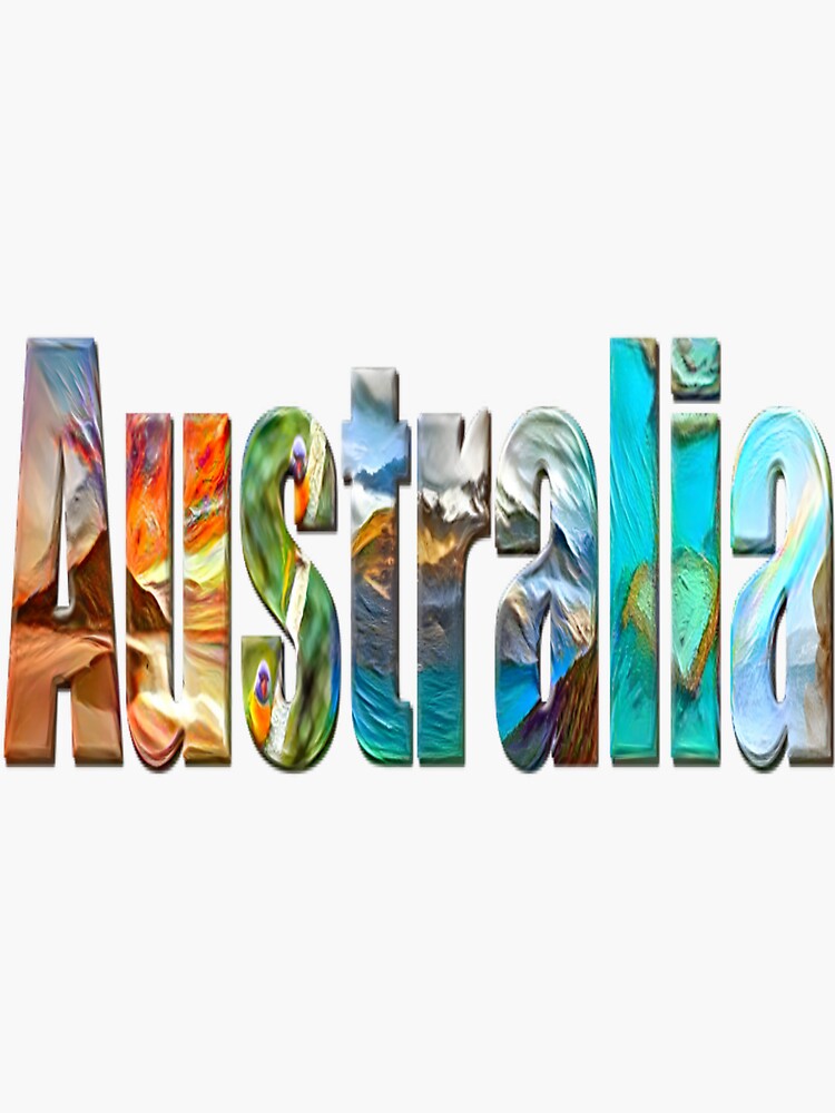 "Traditional Australia colorful text" Sticker by hassane1980 | Redbubble
