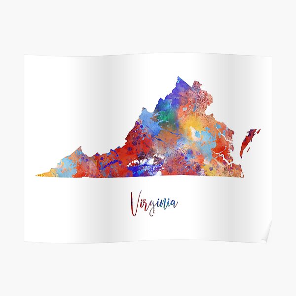 "Virginia map" Poster for Sale by Rosaliartbook | Redbubble