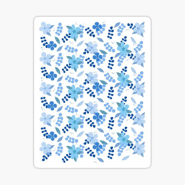 "Pattern blue flowers pattern blue flowers aesthetic" Sticker for Sale ...