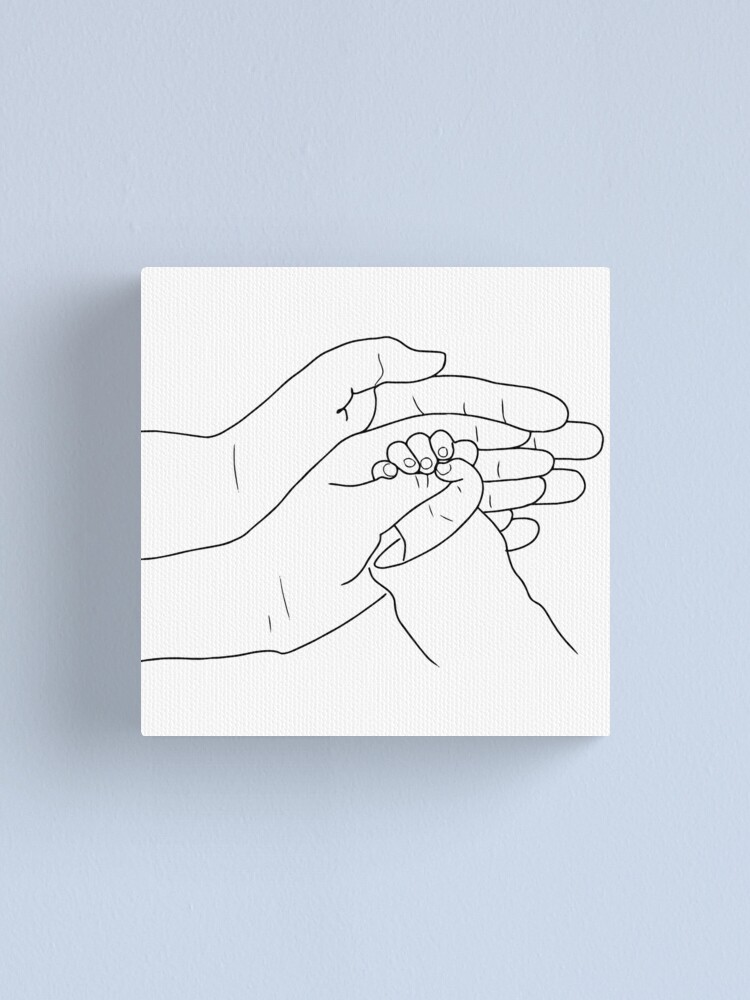 Impression sur toile « Mains de famille | Dessin au trait des mains de ...
