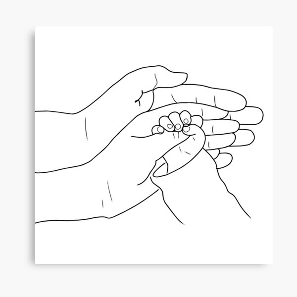 Impression sur toile « Mains de famille | Dessin au trait des mains de ... Impression sur toile « Mains de famille | Dessin au trait des mains de ...