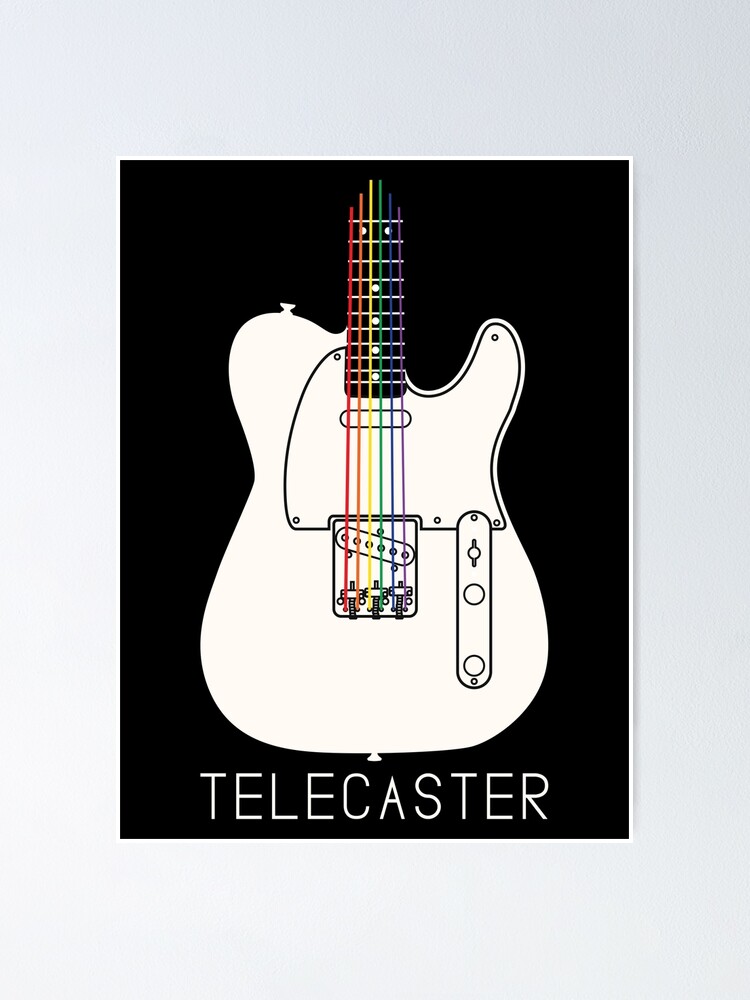 "Neon-Stringed White Telecaster Revamp (Version 3)" Poster for Sale by ...
